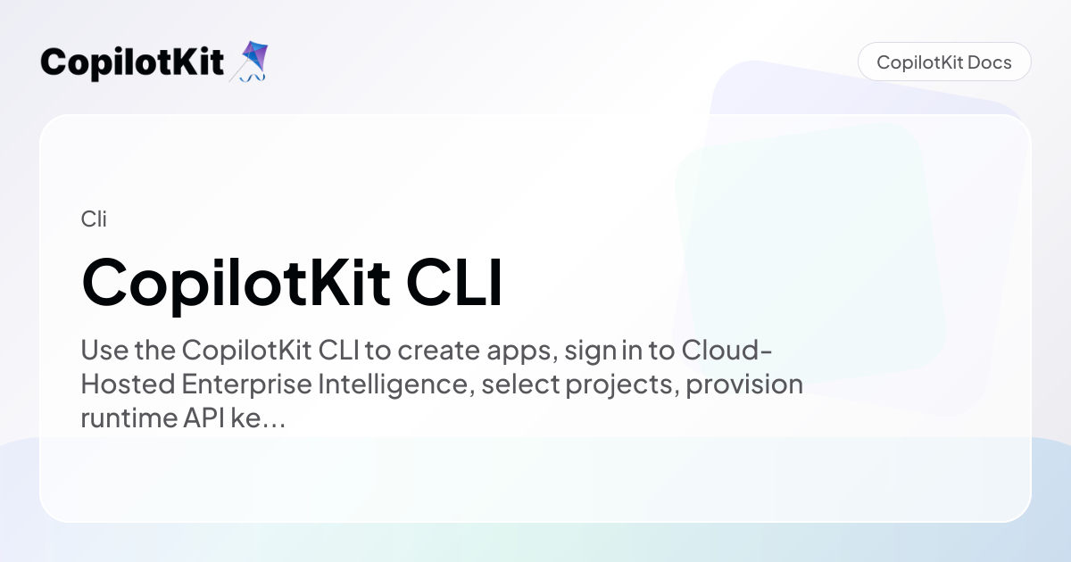 CopilotKit CLI